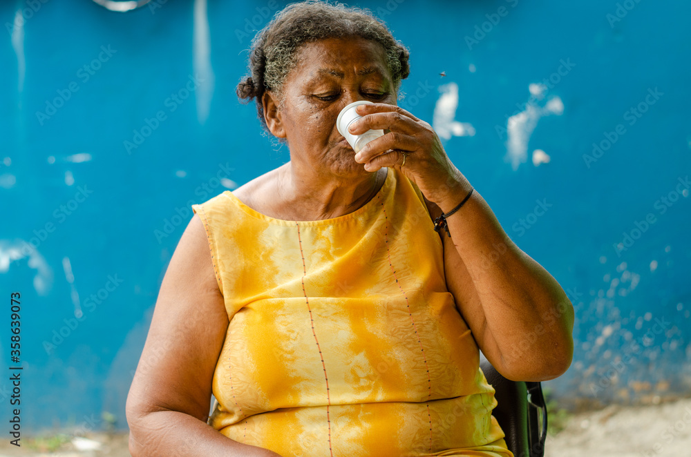 mator lady looking homeless indigenous, smoked with sad face and blue ...