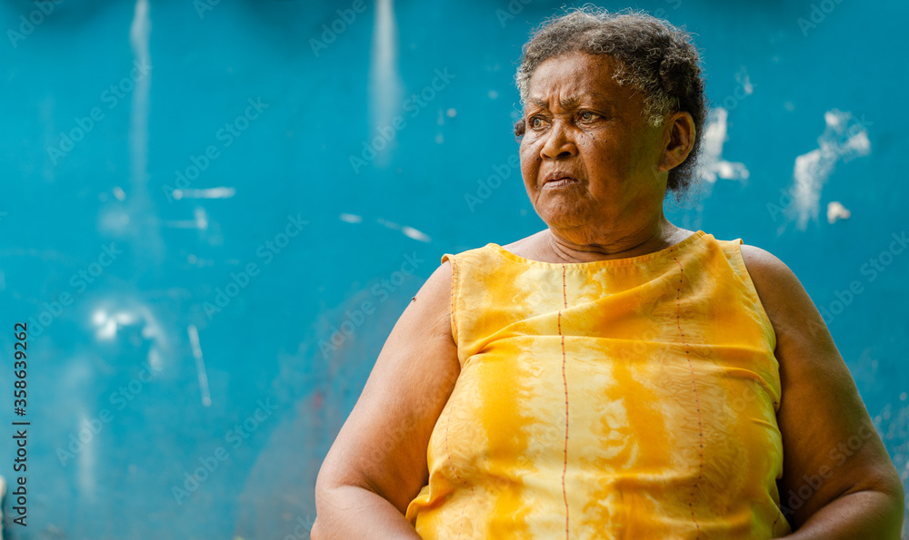 mator lady looking homeless indigenous, smoked with sad face and blue ...