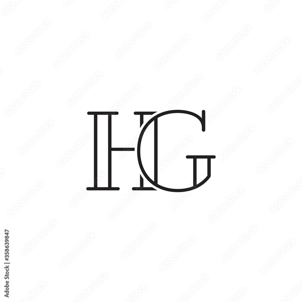 Initial letter HG minimalist line art monogram logo white color on ...