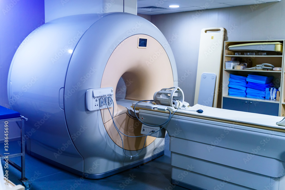 CT Scanner. Computed tomography isolated. Scan room background. Oblique ...