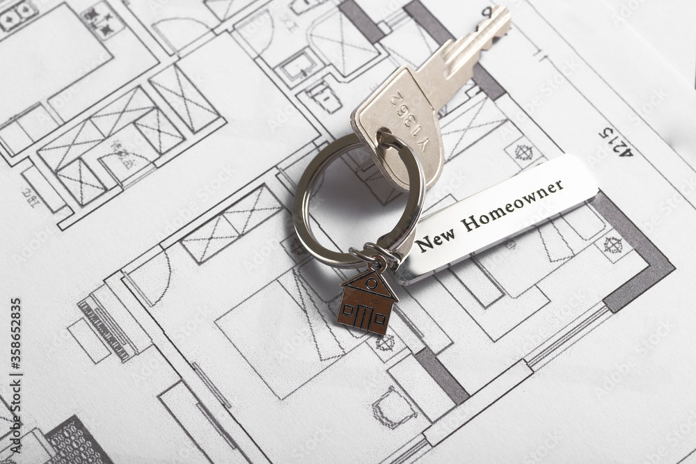 House keys on a house plan blueprint Stock Photo | Adobe Stock