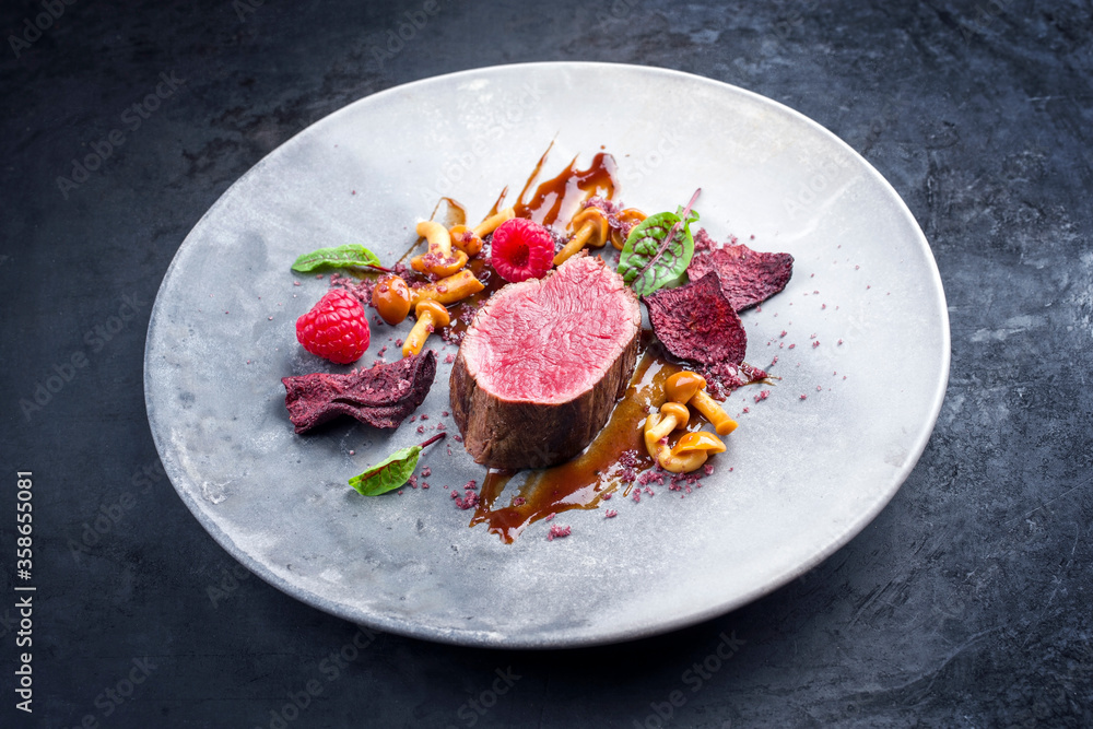 Barbecue dry aged wagyu beef fillet head medallion steak natural with ...