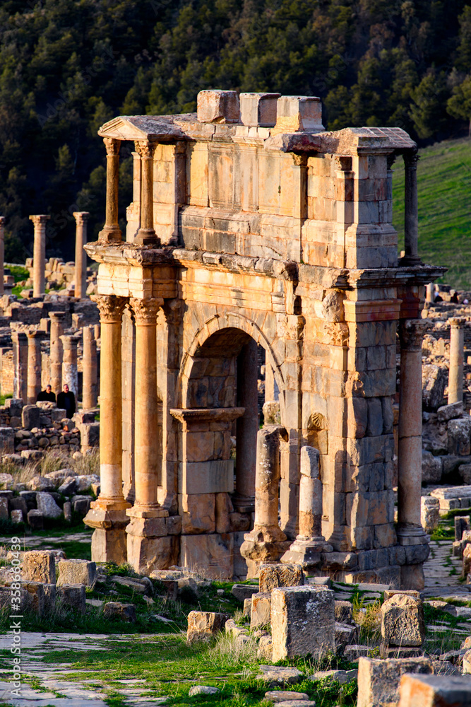 Arch in Djemila, the archaeological zone of the well preserved Berber ...