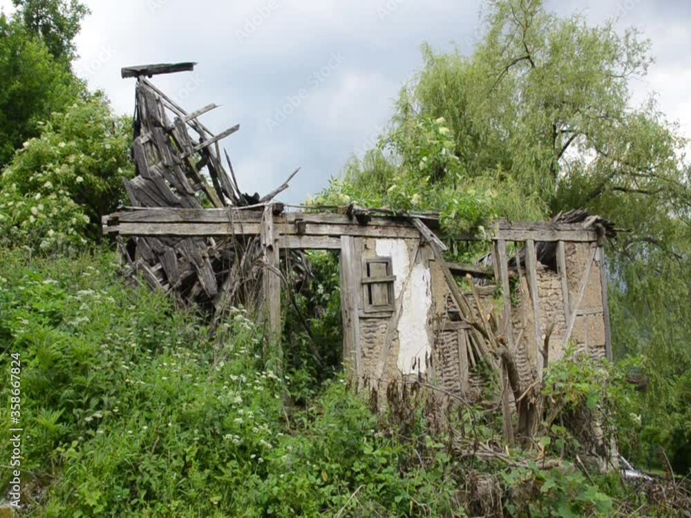 Houses destroyed in war. Abandoned houses and ruined villages ...
