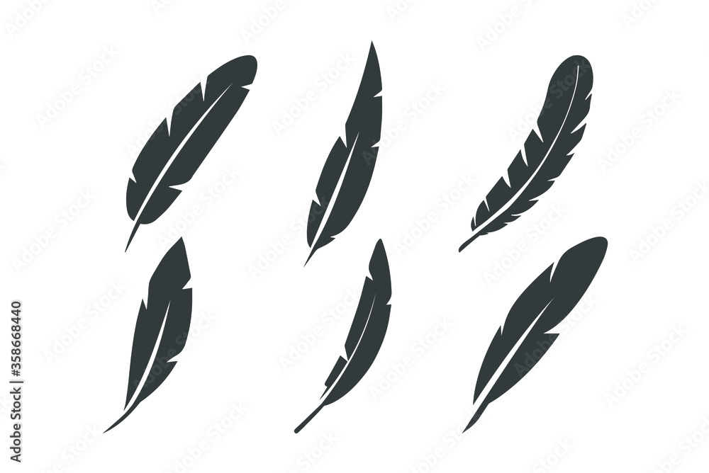 Feather icon template color editable. Feathers symbol vector sign ...