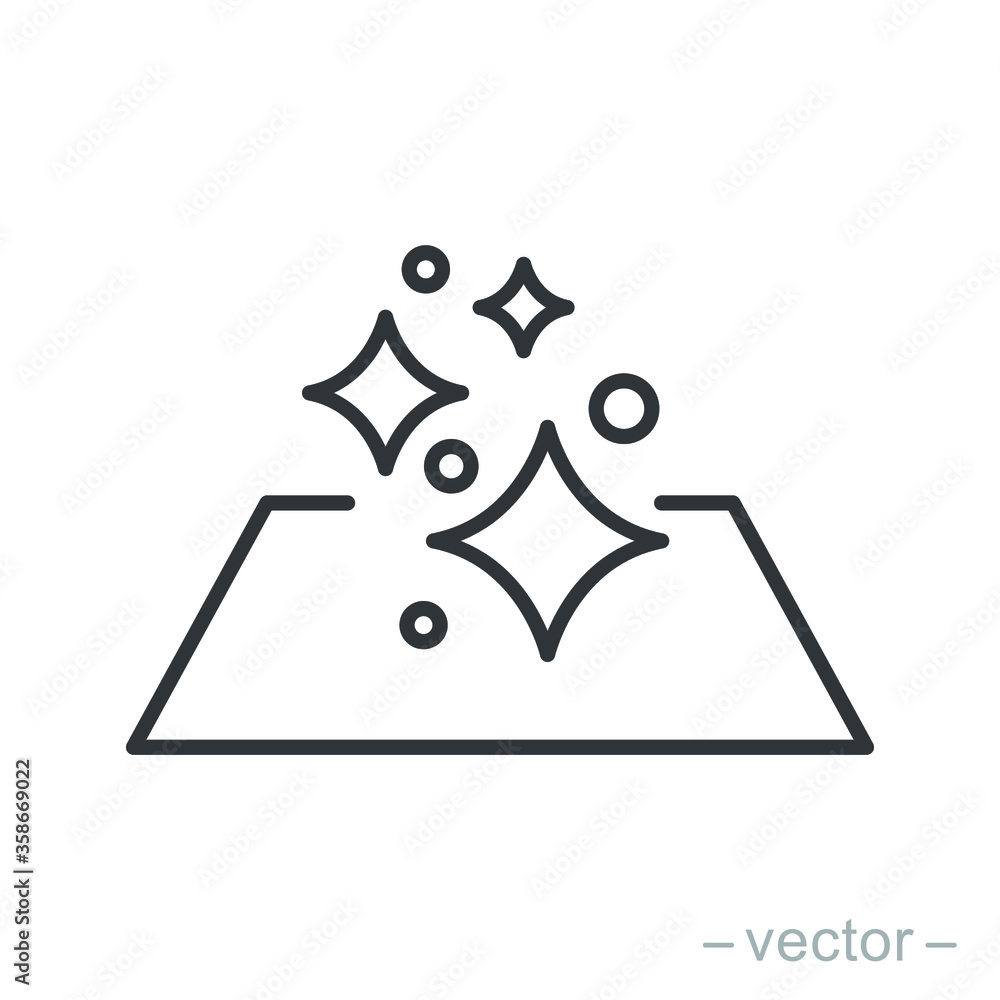 Clean surface icon, easy cleaning, thin line symbol on white background ...