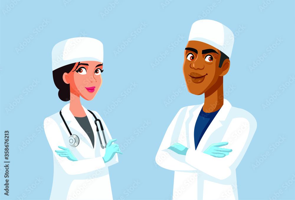Team Of Smiling MD Doctors Vector Cartoon Illustration Stock Vector ...