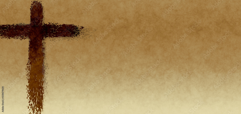 stained brown cross on tan gradient texture, painting, worship slide ...