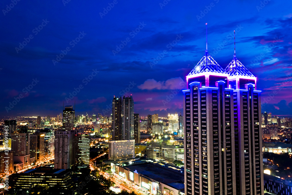 Pasig, Metro Manila - June 2017: Ortigas Skyline at Night. One of the ...