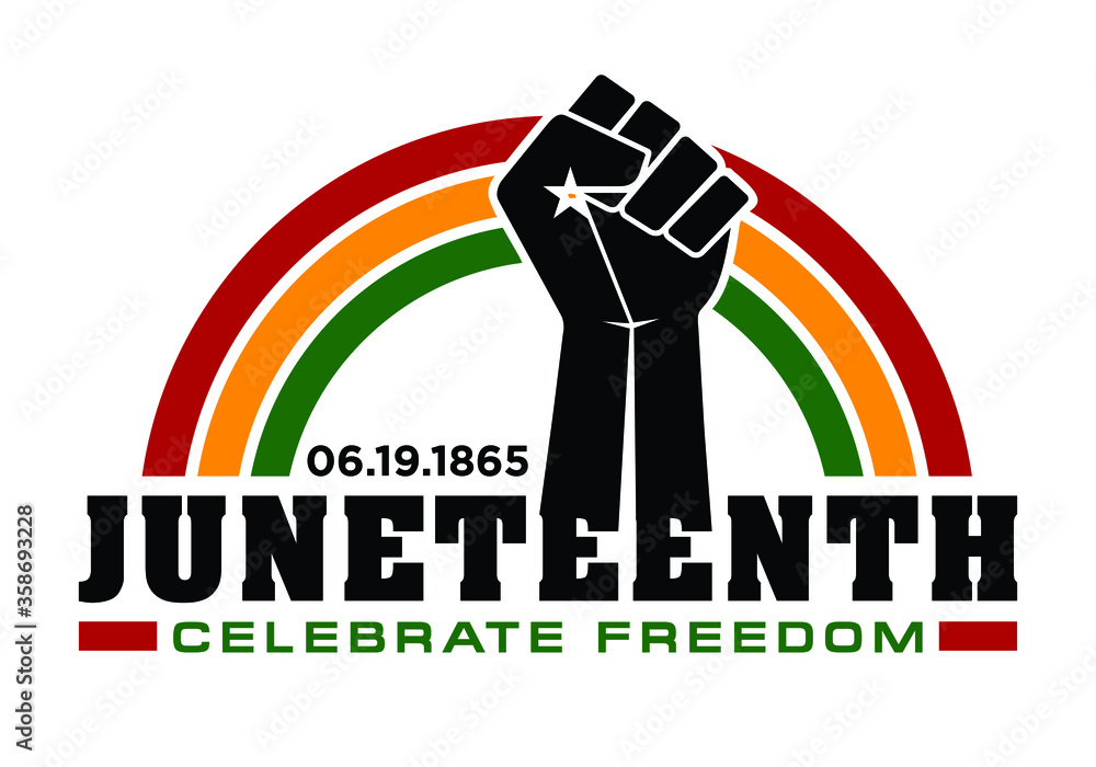 Juneteenth. 06 19 1865. Resistance Hand Icon. Rainbow. Design of Banner ...