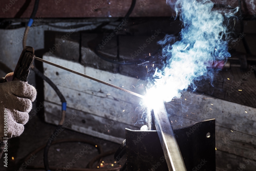 The concept of shielded metal arc welding, flame welding, building ...