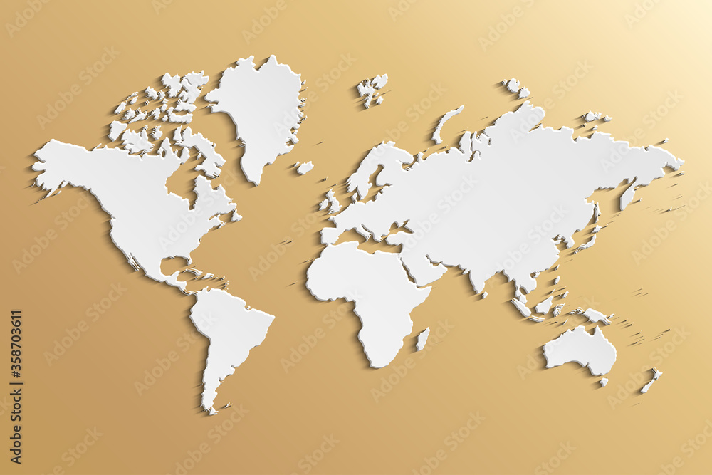 World map paper. Political map of the world on a gray background. Stock ...
