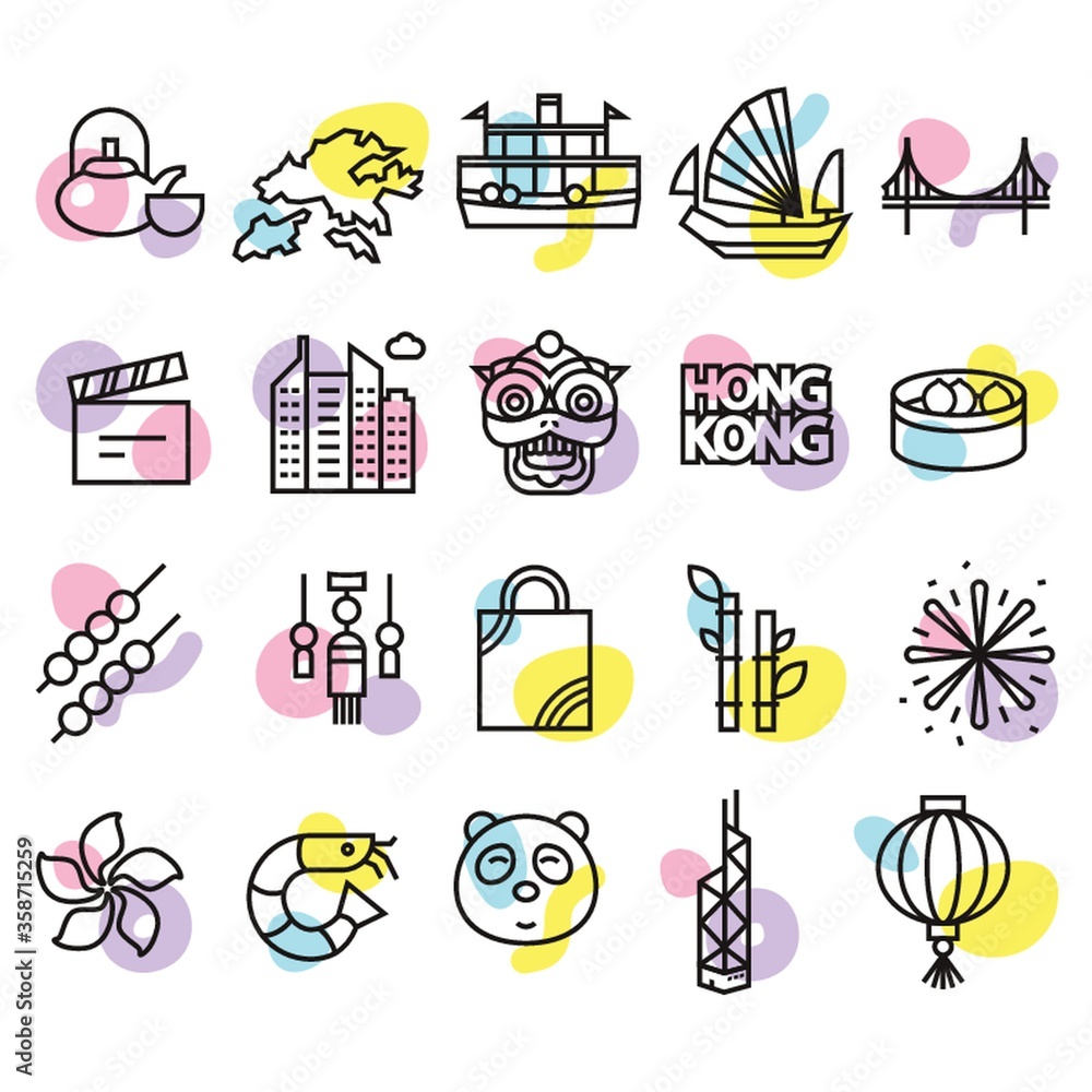 collection of hong kong icons Stock Vector | Adobe Stock