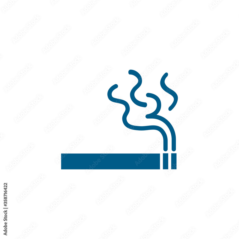 Simple Cigarette Blue Icon On White Background. Blue Flat Style Vector ...