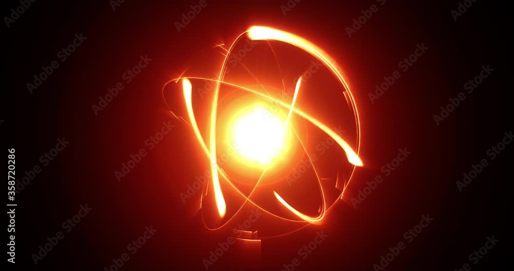 Glowing atom energy molecule force field on black background for ...