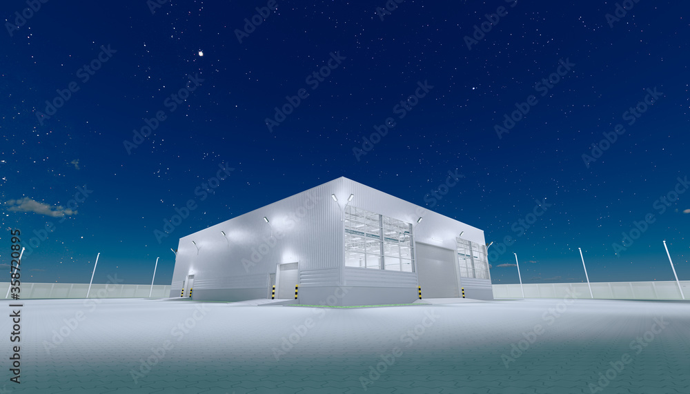 Warehouse or industry building exterior. Use as distribution center for ...