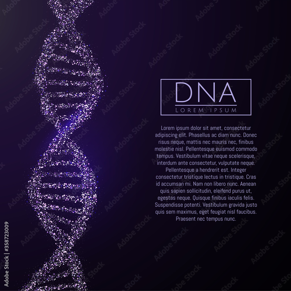 Purple DNA sequence glitter shiny vector illustration. Science molecule ...