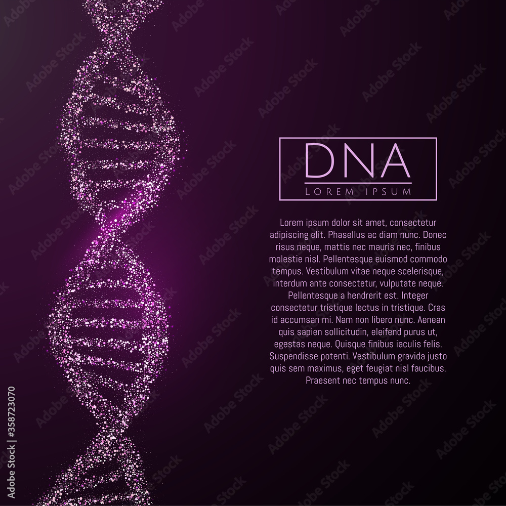 Purple DNA sequence glitter shiny vector illustration. Science molecule ...