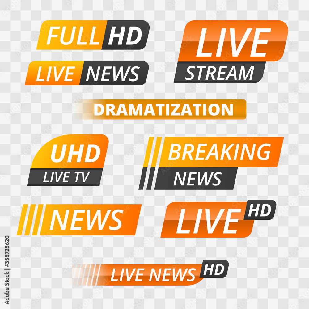 Vector tv news banner interface , news label strip or icon, live news ...