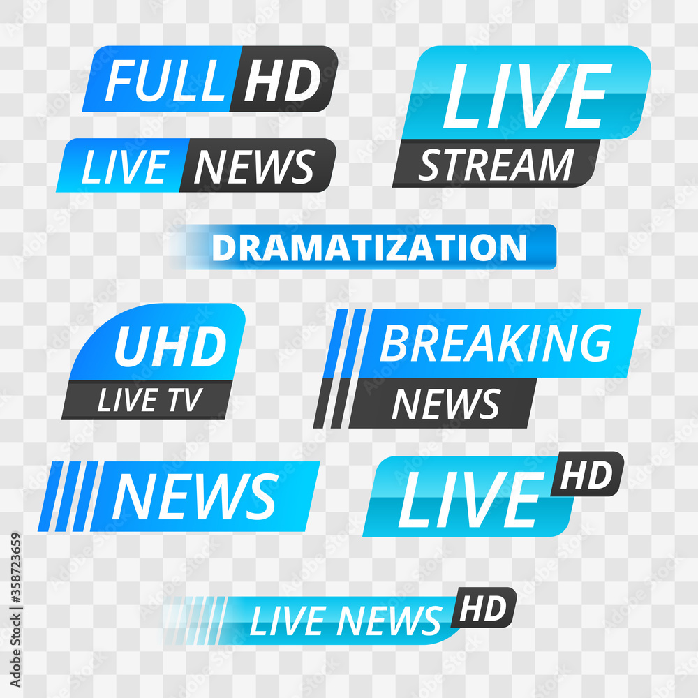 Vector tv news banner interface , news label strip or icon, live news ...