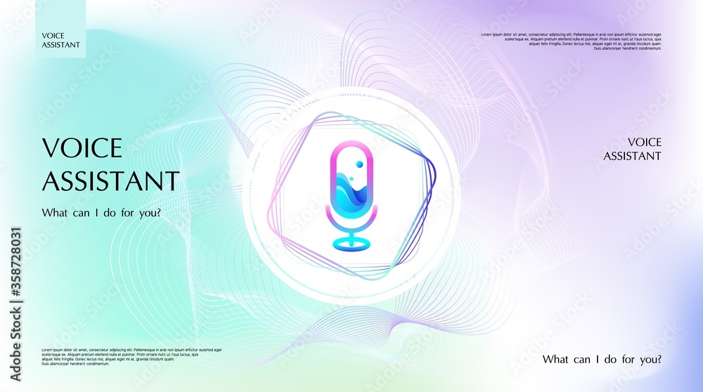 Smart voice assistant app template. Microphone icon control speech ...