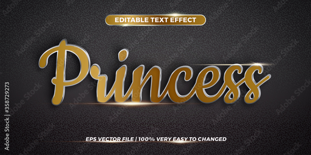 Editable 3d text effect styles mockup concept - Princess words with ...