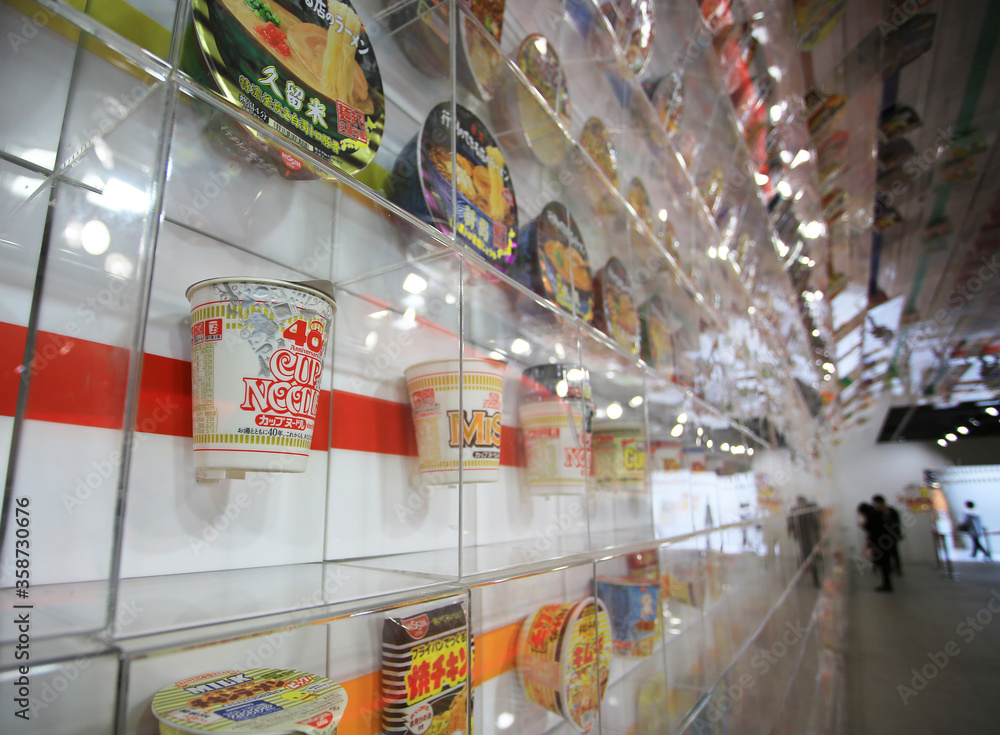 OSAKA,JAPAN; OCT 21: noodles display wall in Instant Ramen Museum in ...