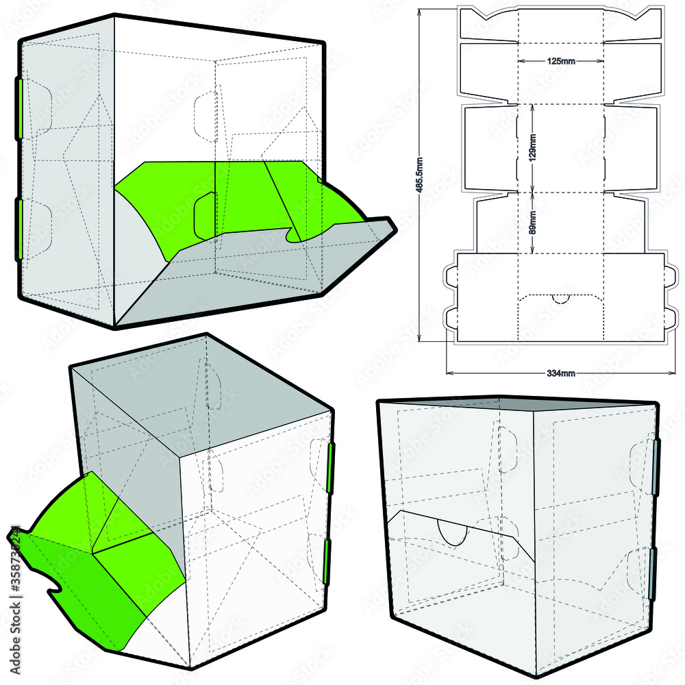 Dispenser Box and Die-cut Pattern. The .eps file is full scale and ...
