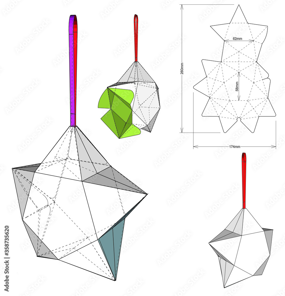 Star box and Die-cut Pattern. The .eps file is full scale and fully ...