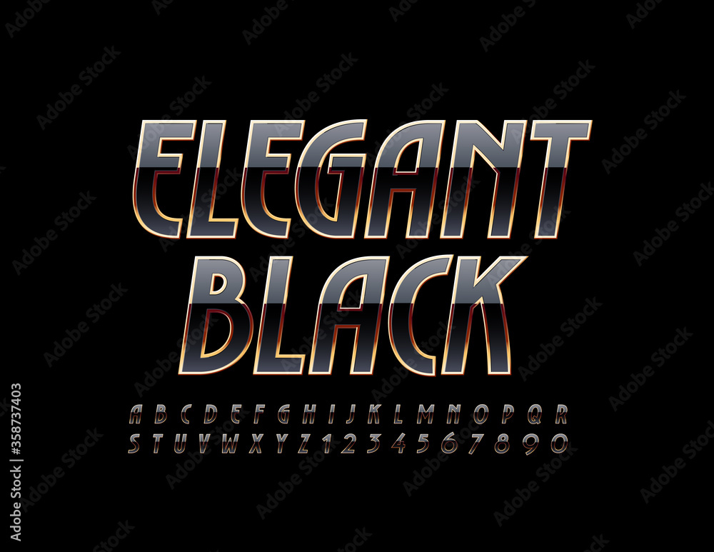 Vector Elegant Black and Gold Font. Luxury Alphabet Letters and Numbers ...