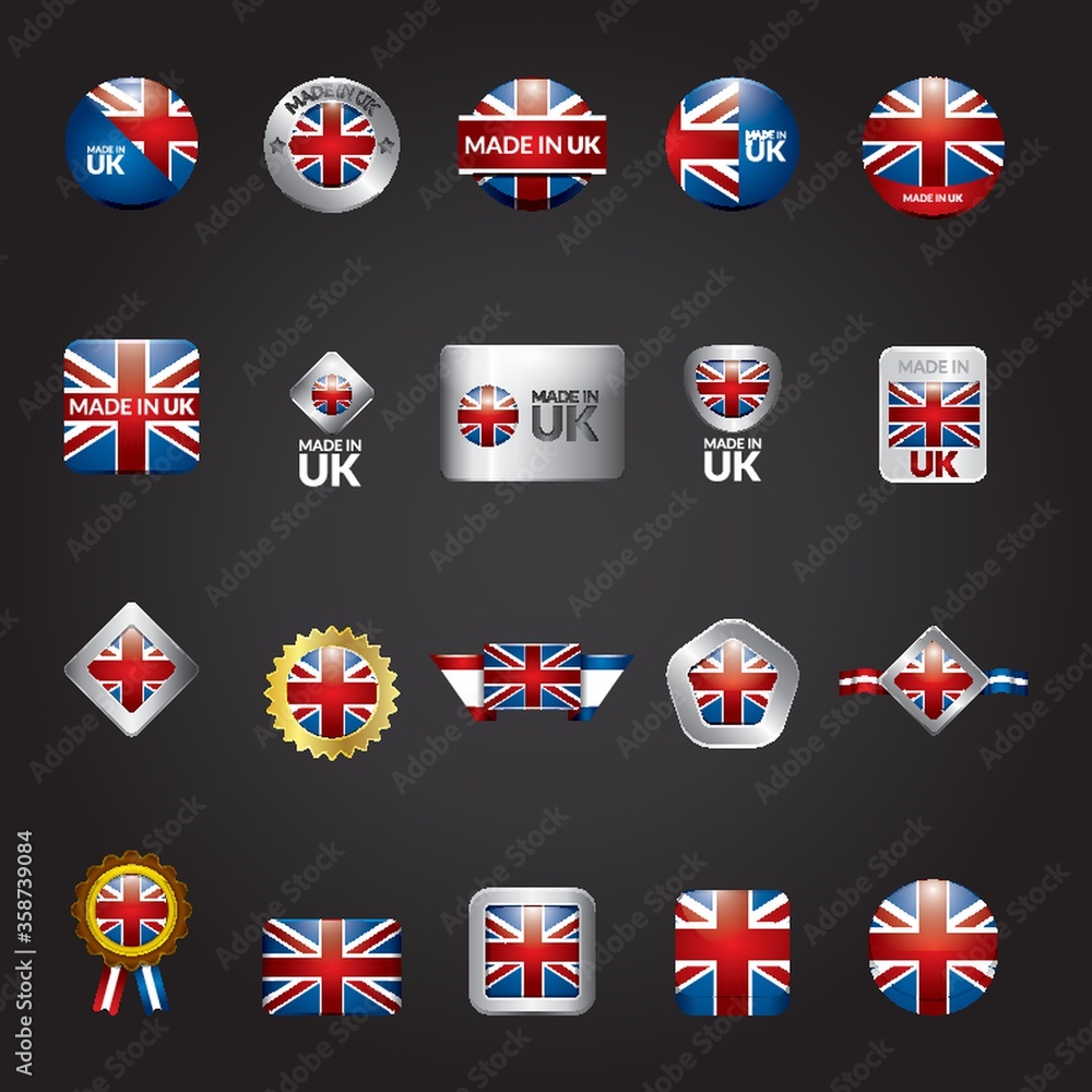set of uk flag icons Stock Vector | Adobe Stock