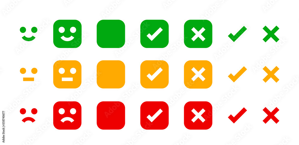 icon emotions face, emotional symbol and approval check sign button ...
