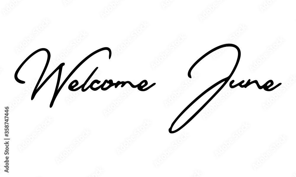 Welcome June Typography Black Color Text On White Background Stock ...