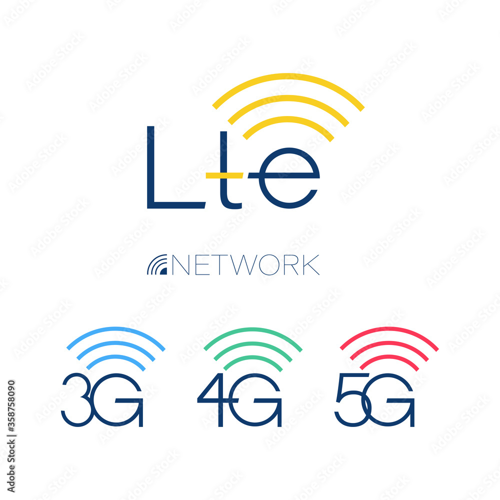 Lte icon. Network signs 3g, 4g, 5g. Vector technology. Set. Design ...