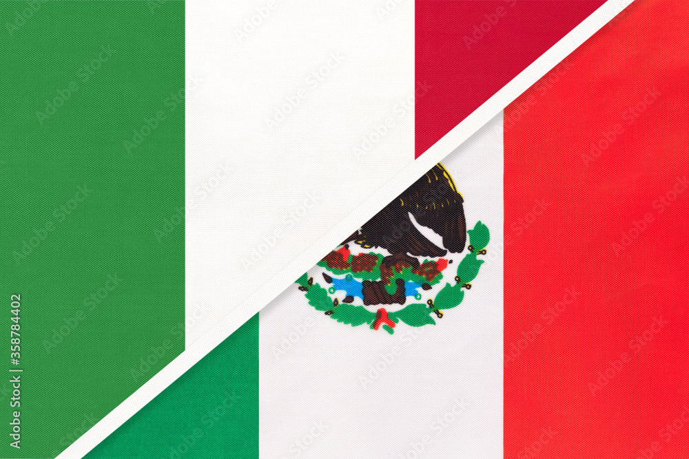 Italy and Mexico, symbol of two national flags from textile ...