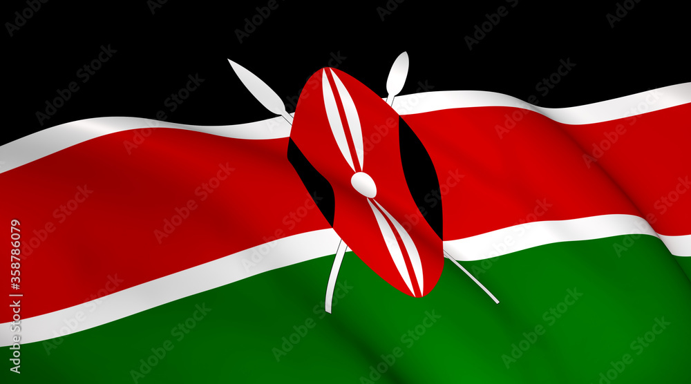 Kenya National Flag (Kenyan flag) - waving background illustration ...