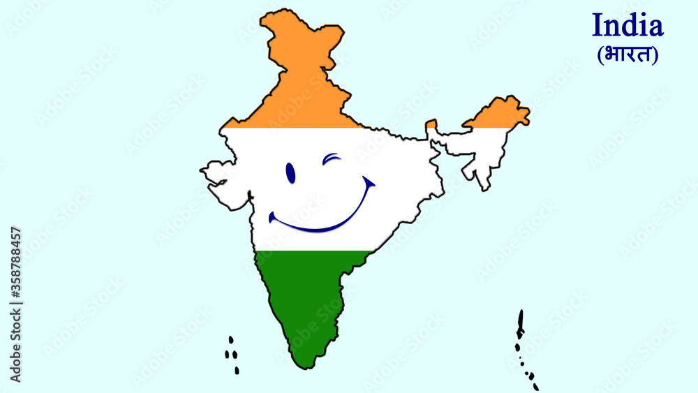 Indian map image with smiley icon and indian flag Stock Illustration ...