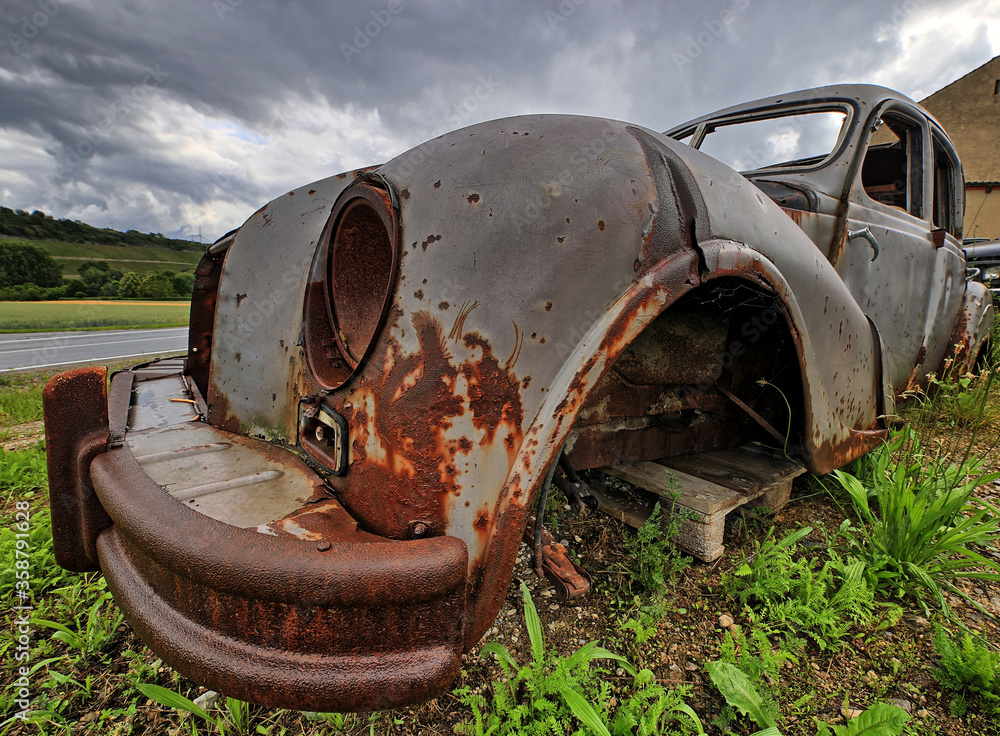 Rostlaube Oldtimer Autowrack Stock Photo | Adobe Stock