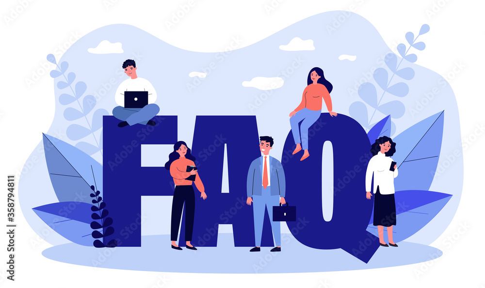 FAQ giant letters. Frequently asked questions page template. Users ...