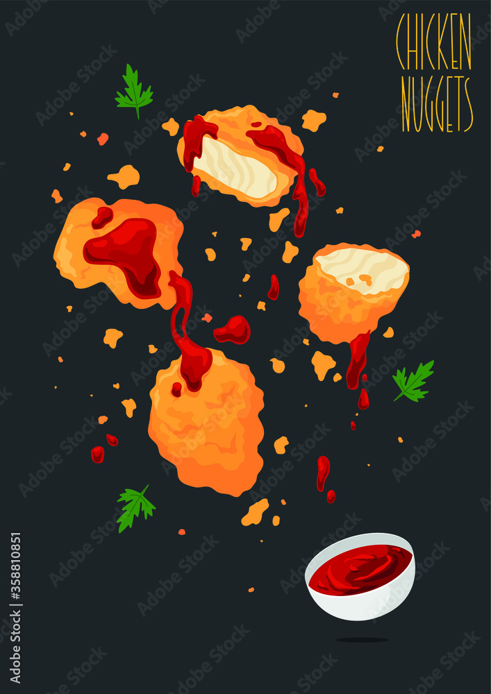 Chicken Nuggets. Fried chicken. Vector illustration Stock Vector ...