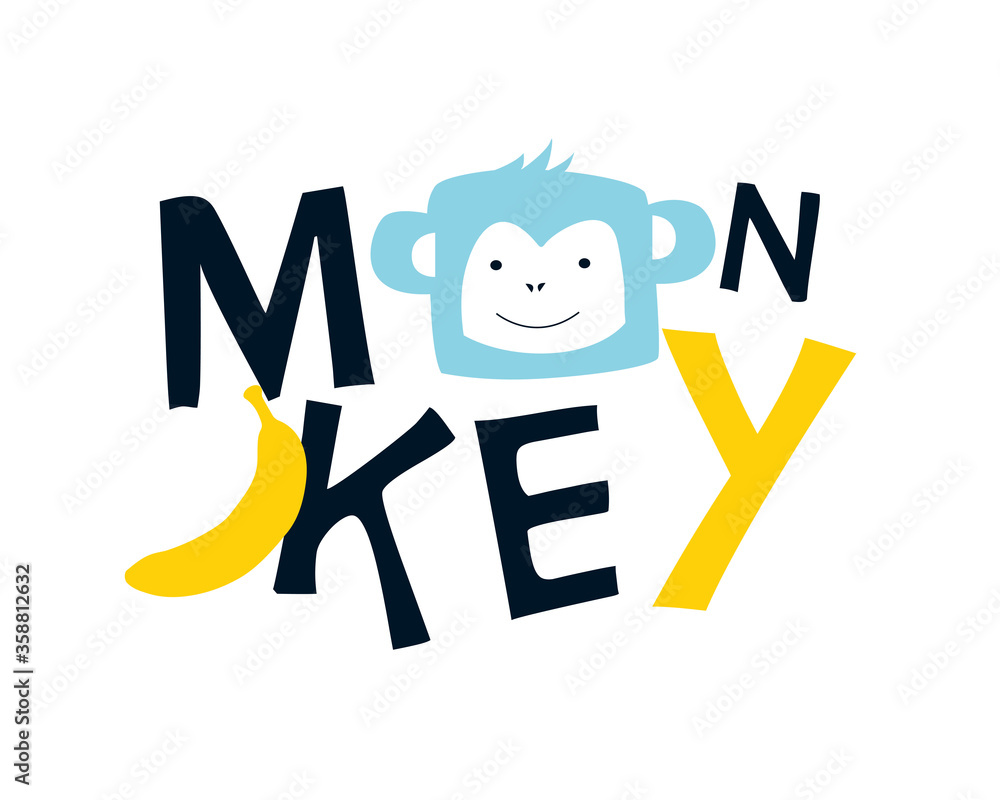 Poster Hand drawing cool monkey vector illustration for the t-shirt ...