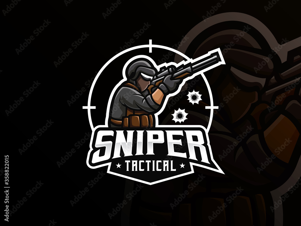 Sniper mascot sport logo design Stock Vector | Adobe Stock