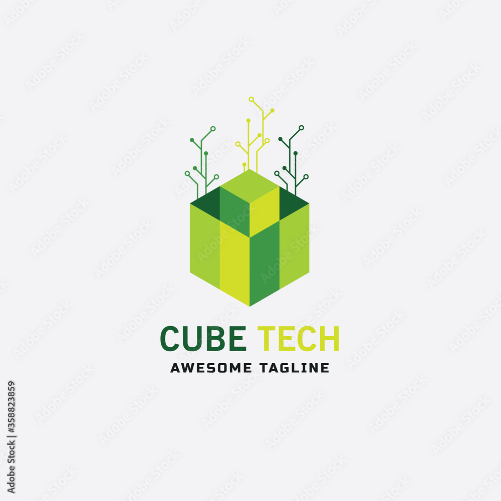 Creative Tech Cube Logo Ideas. Tech cube logo design template ...