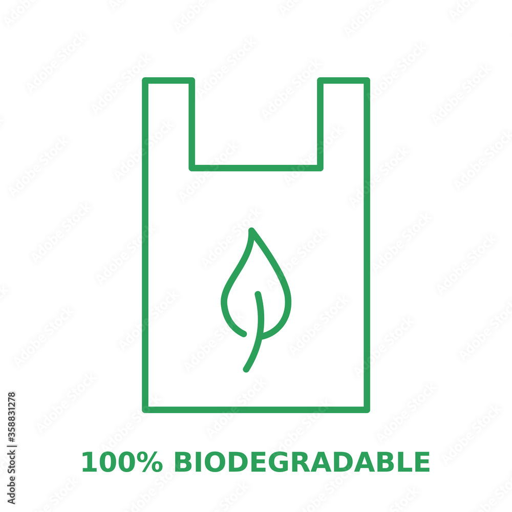 100% biodegradable plastic bag made of natural materials. Bag with ...