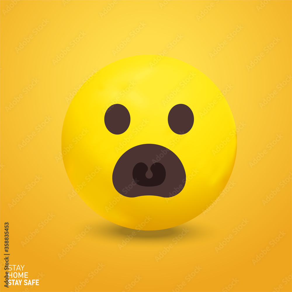 Smiley face emoji with an open mouth Stock Vector | Adobe Stock