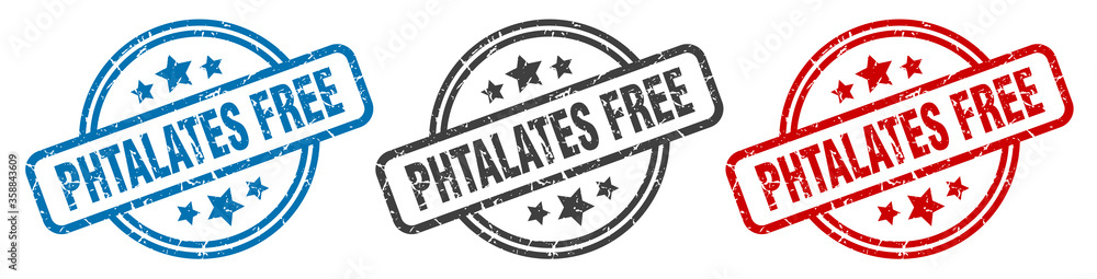 phtalates free stamp. phtalates free round isolated sign. phtalates ...