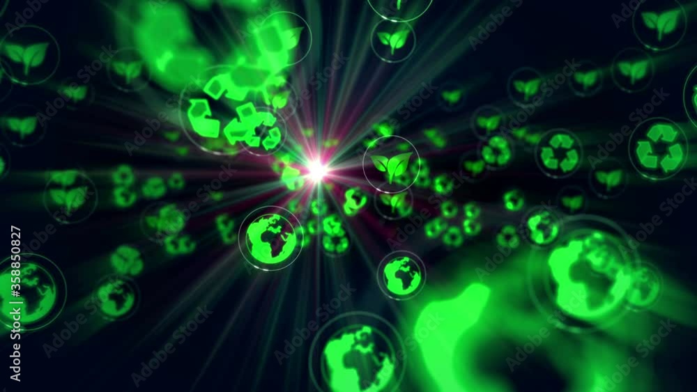 Ecology, recycling, natural environment and green energy symbols ...