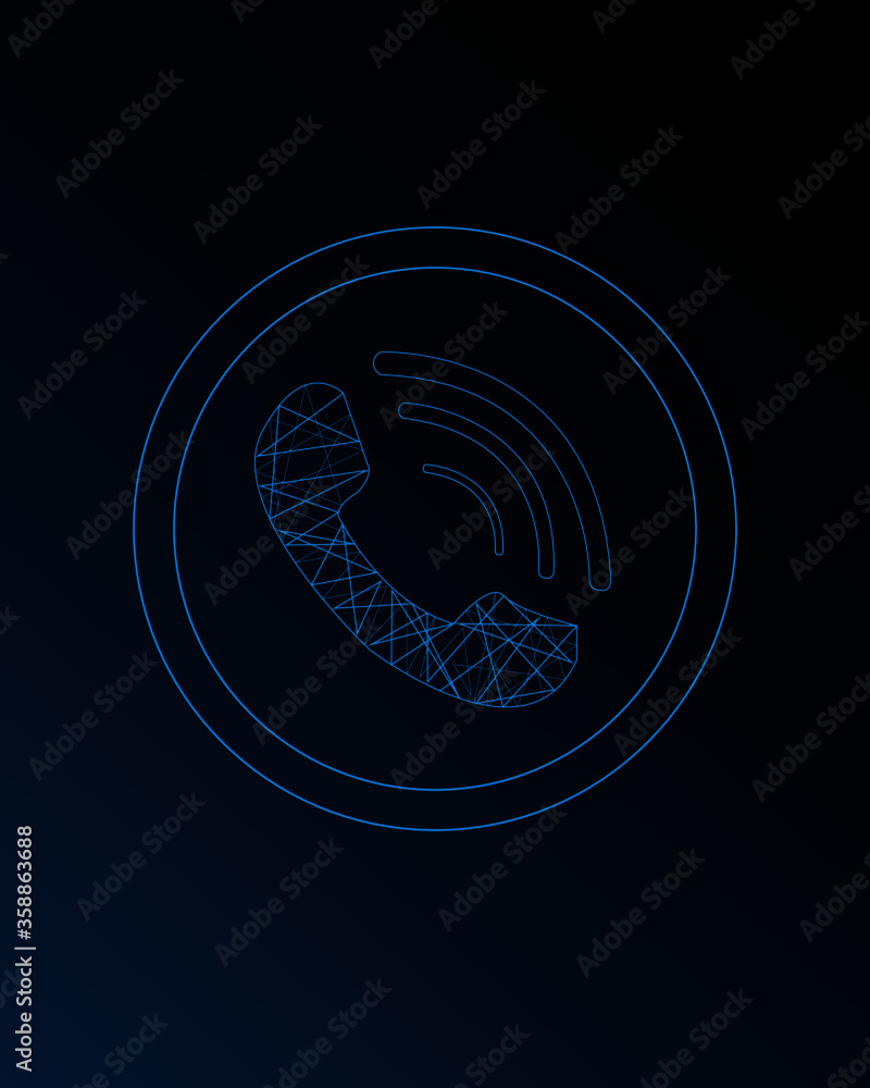 Abstract of Ai and wireframe call icon, telephone icon concept isolated ...