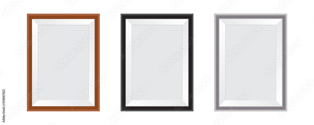 Realistic picture frame set isolated on white background. Vector ...