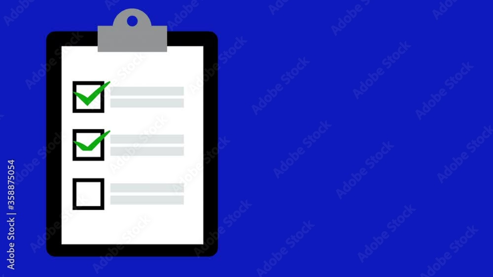 Check list animation on clipboard, blue background Stock 비디오 | Adobe Stock